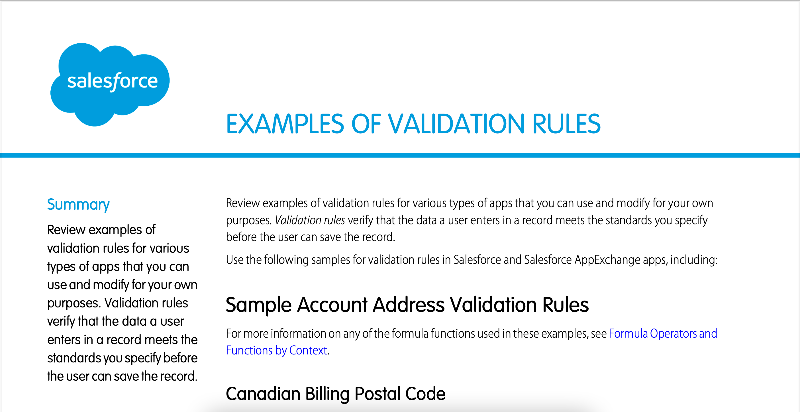 Validation Rules Examples In Salesforce